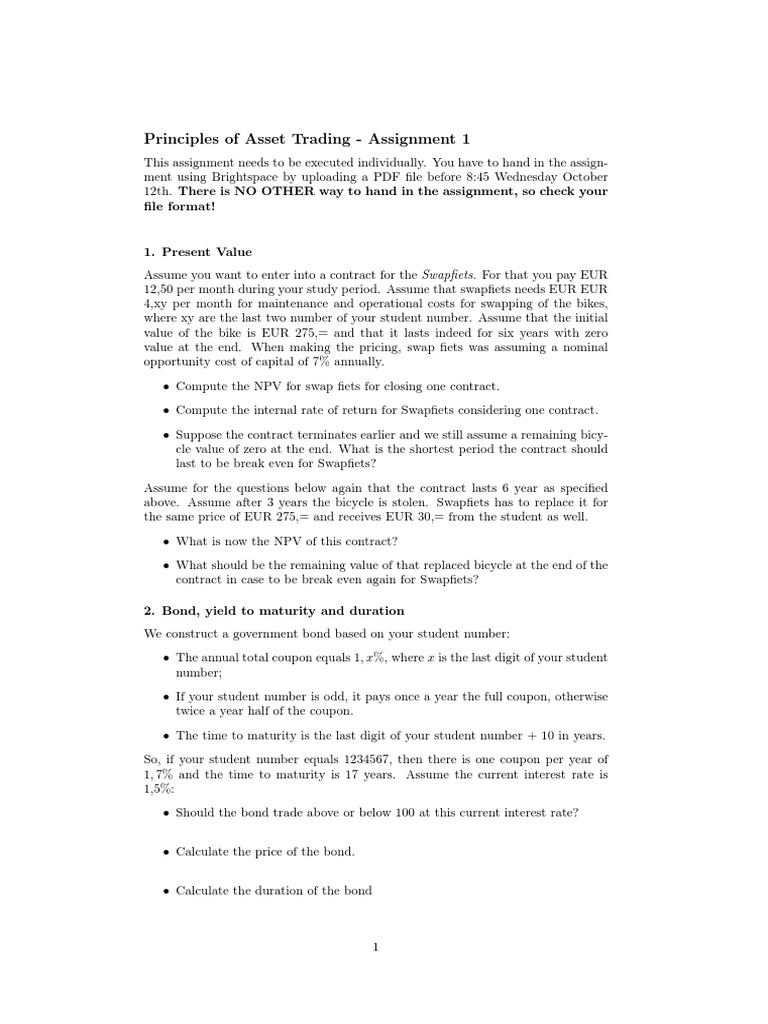 PVA Assignment 1 | PDF | Bond Duration | Bonds (Finance)