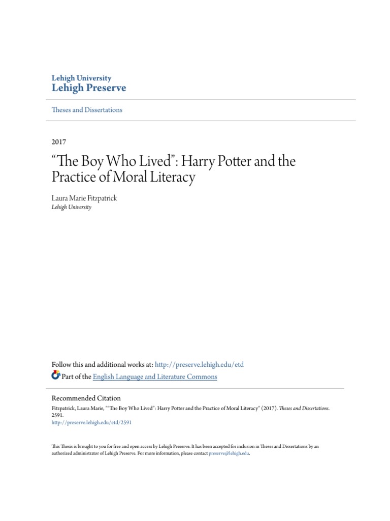 "The Boy Who Lived" - Harry Potter and The Practice of Moral Literacy ...