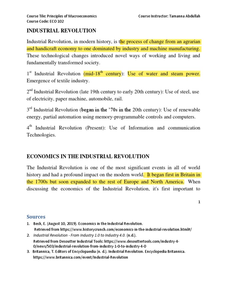 Industrial Revolution, Macroeconomics | PDF | Socialism | Capitalism