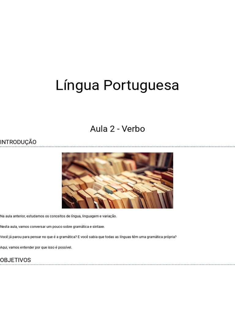 Verbo e Sintaxe na Gramática Portuguesa | PDF | Gramática | Pronome