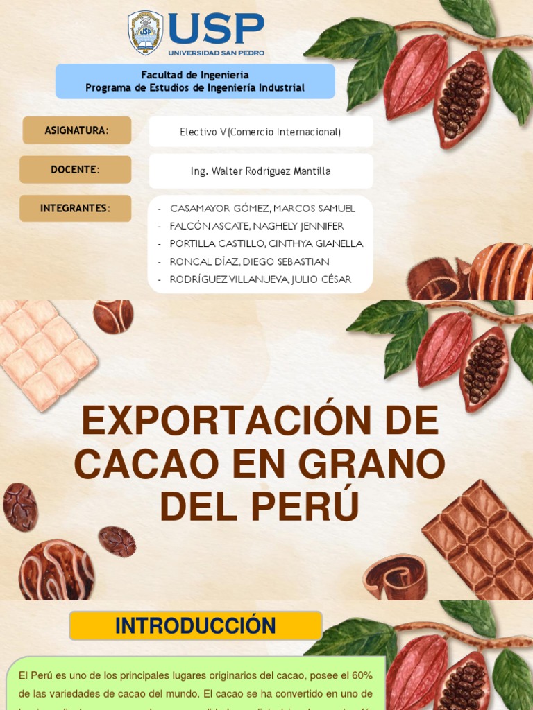 Exportación de Cacao - Exposición | PDF | Perú | café