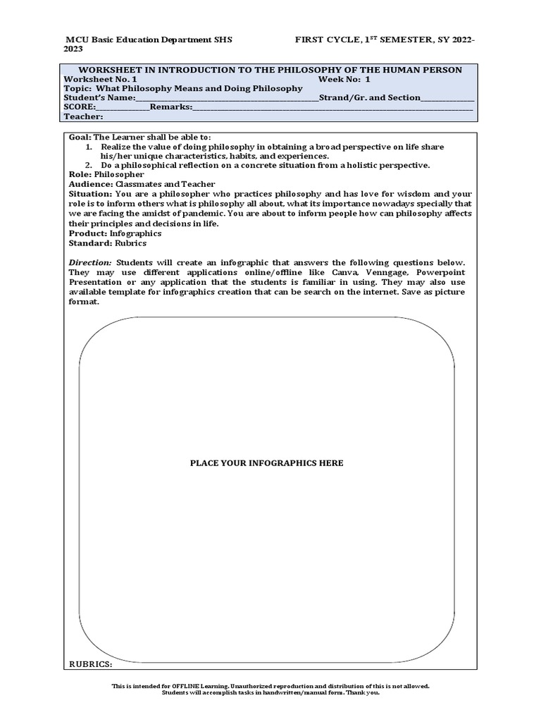 WORKSHEET#1 | PDF | Infographics | Rubric (Academic)