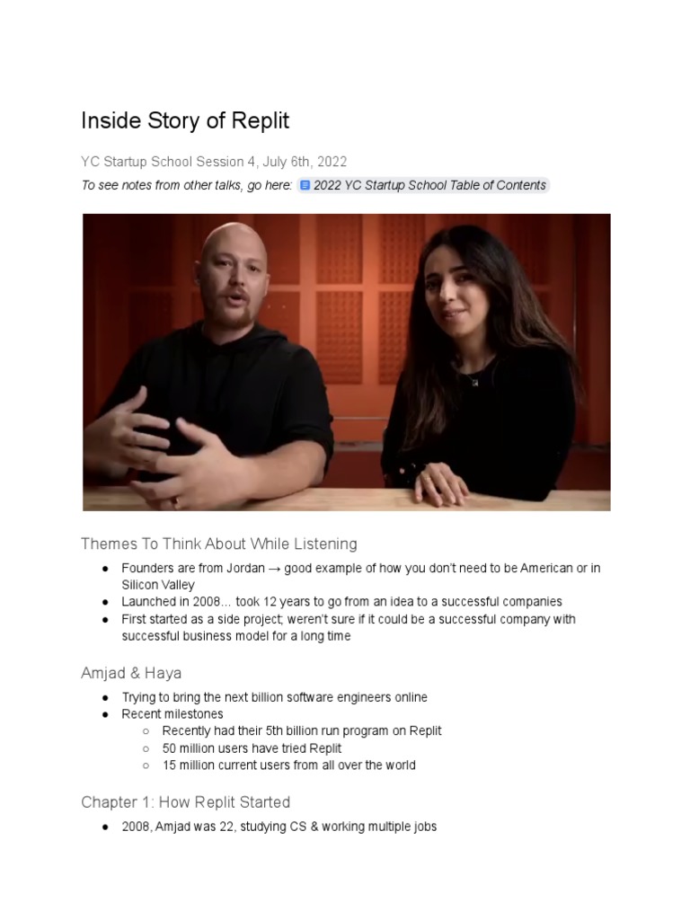 Session 4 Inside Story of Replit | PDF | Startup Company | Small Business & Entrepreneurs