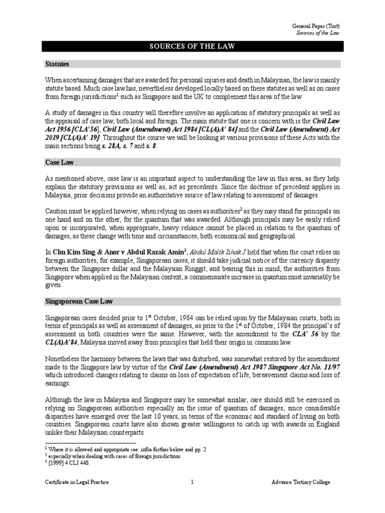 ATC CLP Module - GP Tort (Partial) | PDF | Damages | Tort