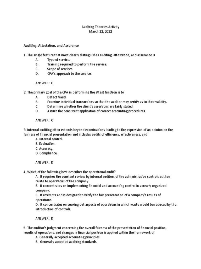 AUDIT Mar 12 With Answers | PDF | Audit | Financial Audit