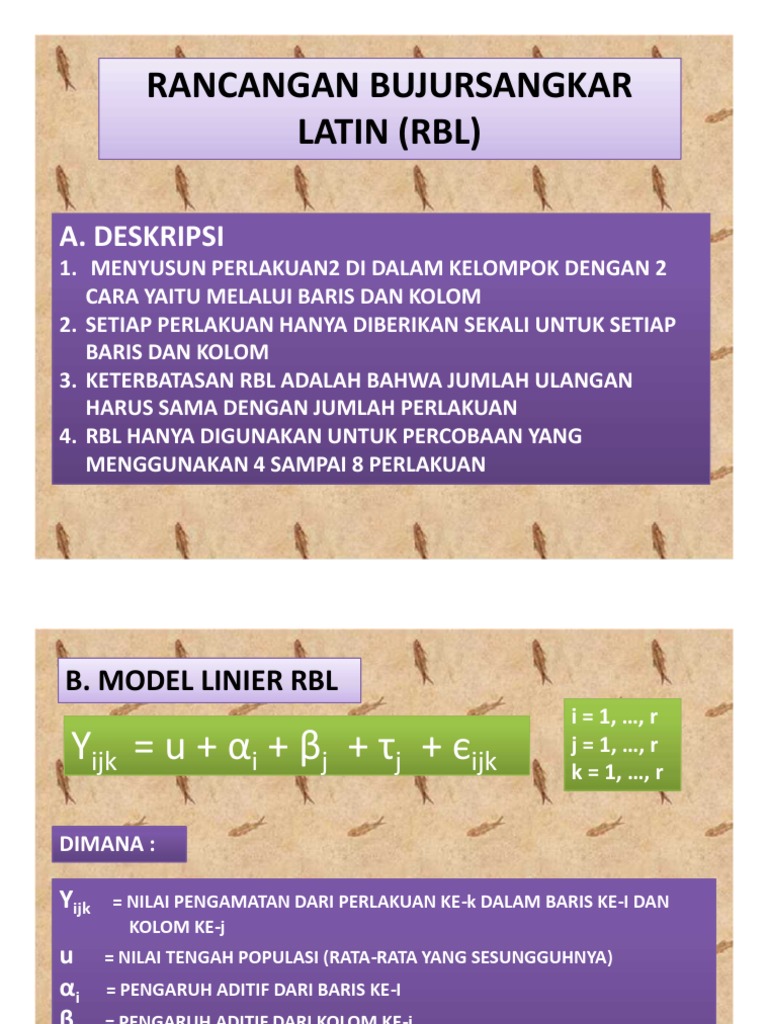 Rancangan Bujursangkar Latin (RBL) Rancangan Bujursangkar Latin (RBL) | PDF