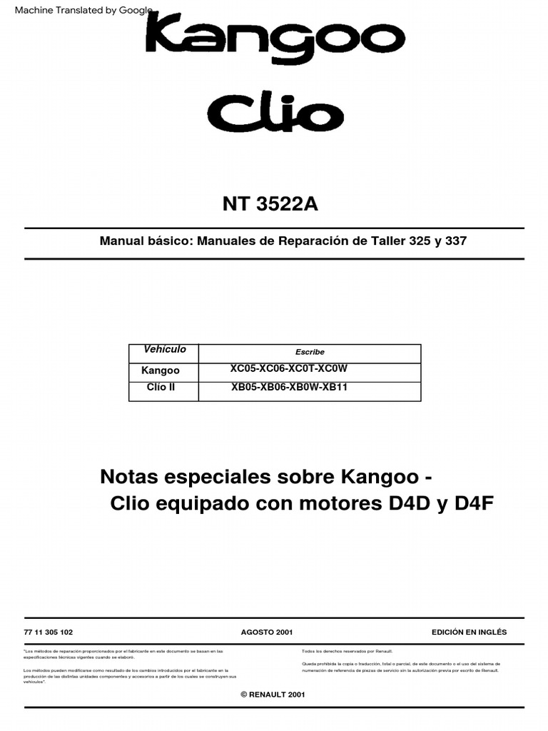 209 Renault Clio Factory Service Manual For Engine 1998 To 2005 | PDF | Inyección de combustible ...