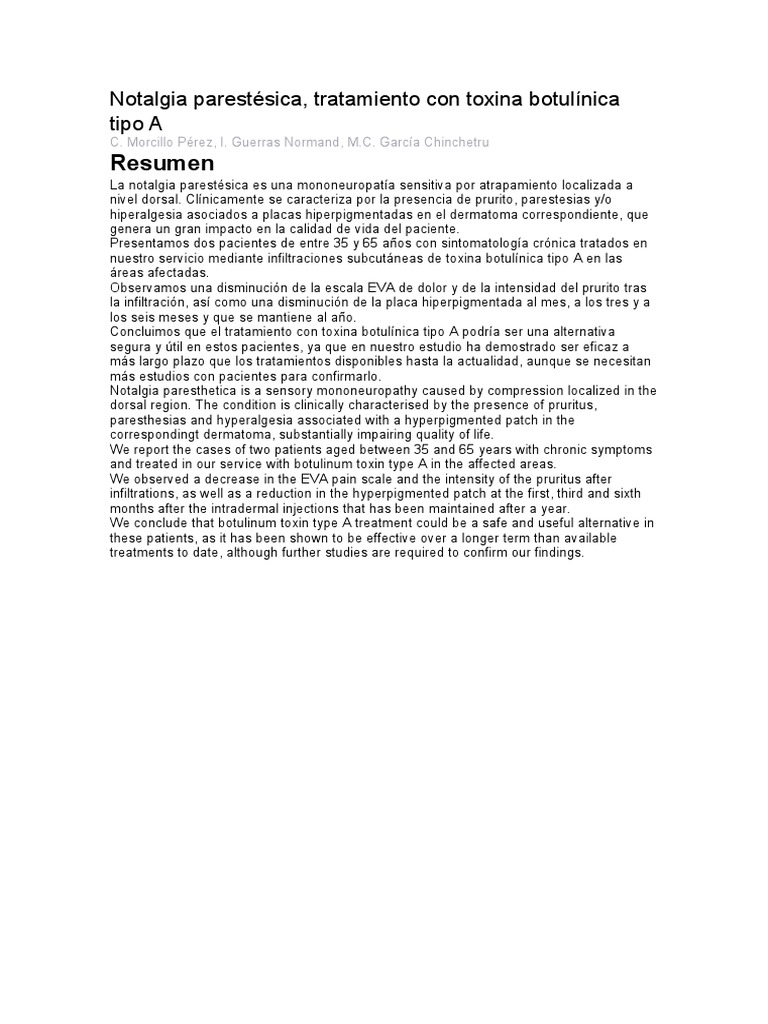 Notalgia Parestésica | PDF