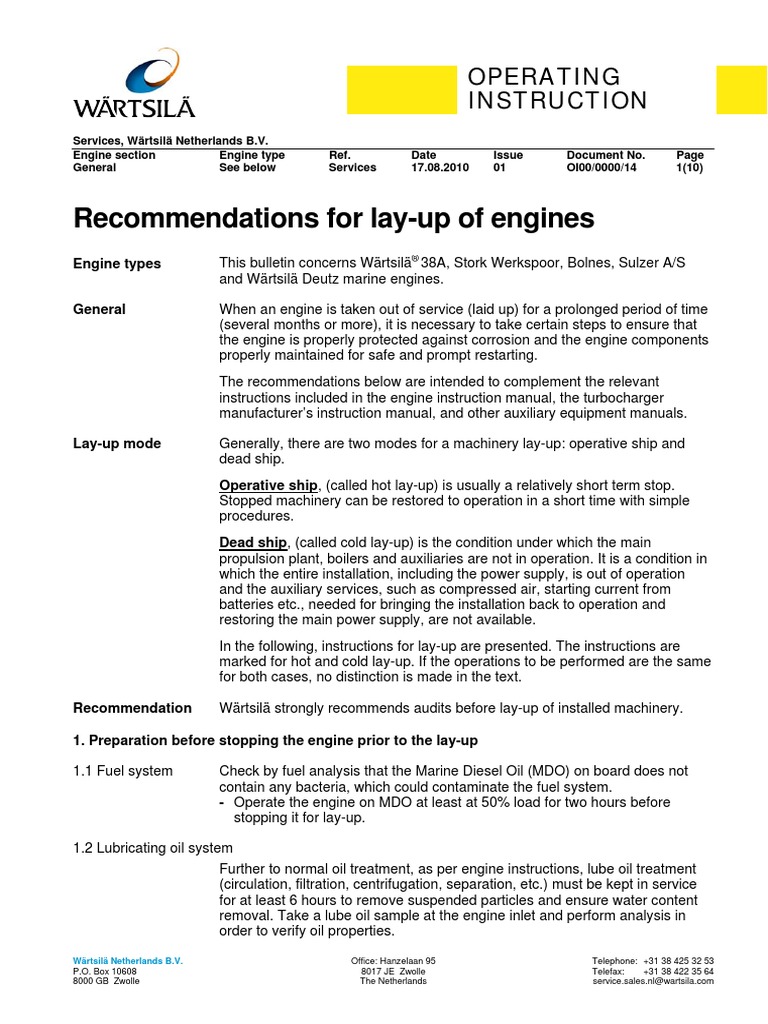 Service Bulletin - (IO00-0000-14) - Lay Up Instruction Medium Speed ...