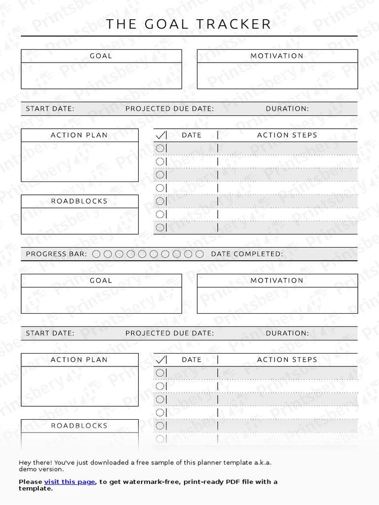 Goal Planner With Action Steps Formal Design-A4 | PDF
