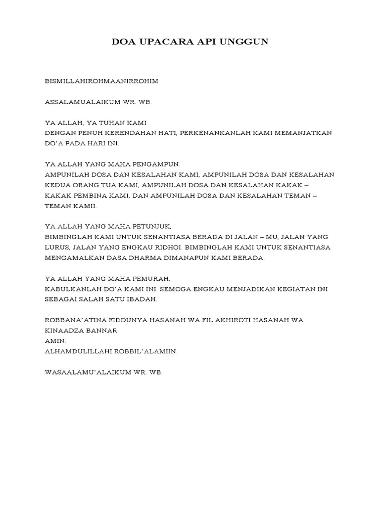 Doa Upacara API Unggun | PDF