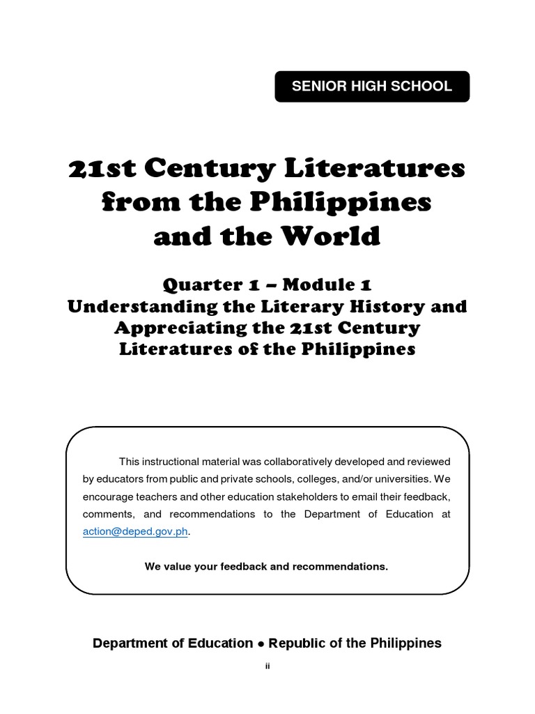 21st Century Literature - MODULE | PDF | Mindanao | Philippines 21st Century Literature - MODULE | PDF | Mindanao | Philippines