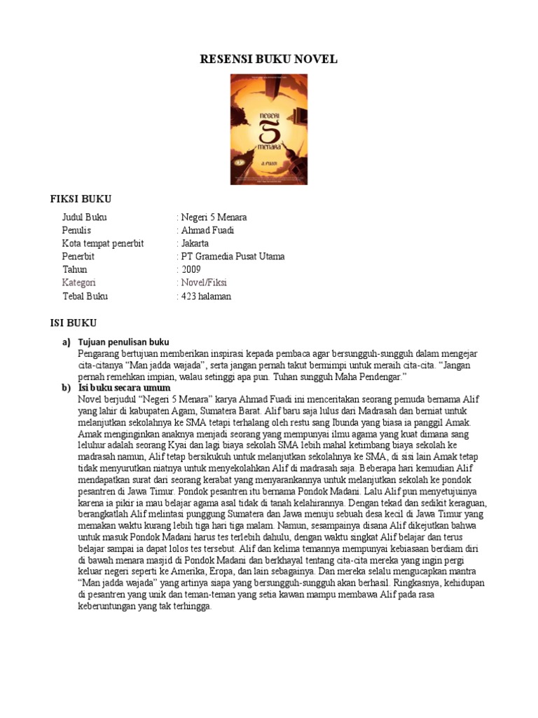 Tugas Resensi Buku Novel | PDF