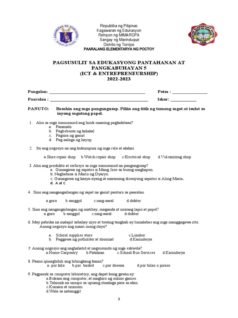 PT - Epp-Ict 5 - Q1 | PDF