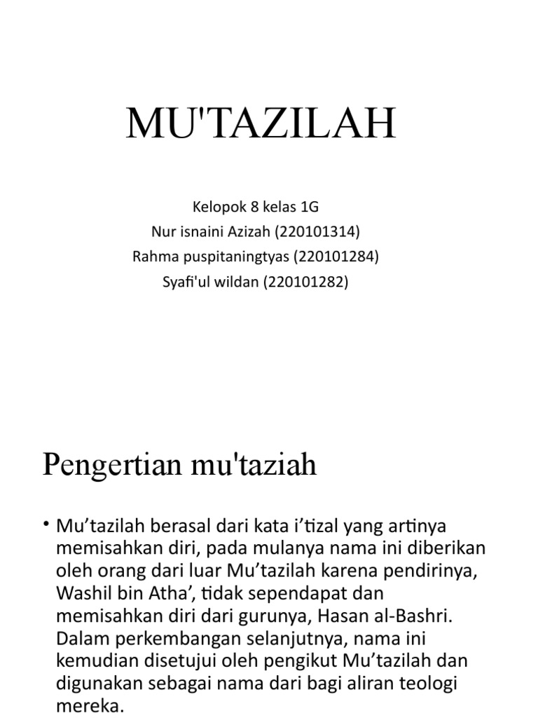 MU'TAZILAH-WPS Office | PDF | Sejarah | Agama & Spiritualitas