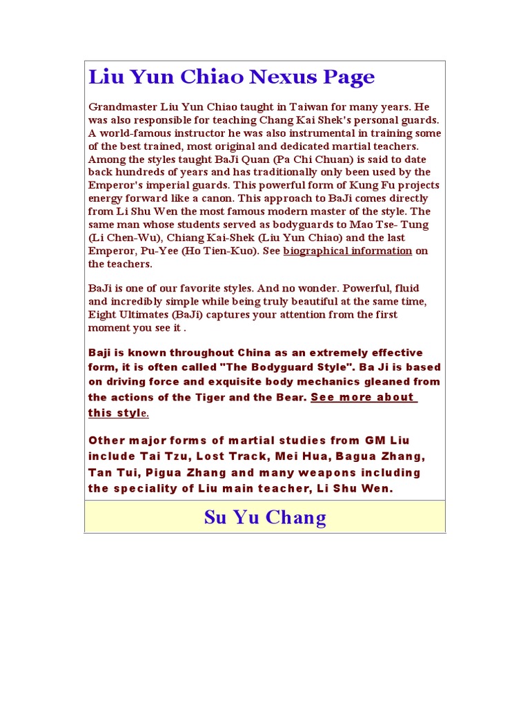Liu Yun Chiao Nexus Page | PDF | Chinese Martial Arts | Qi