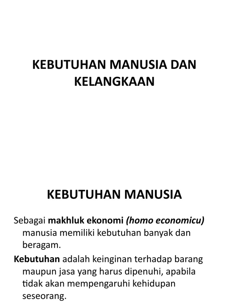 Kelangkaan Dan Kebutuhan Manusia | PDF