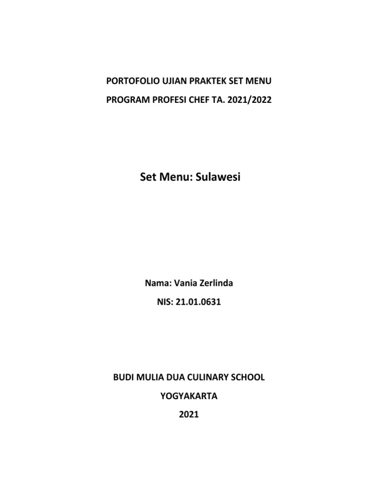 Portofolio Ujian Praktek Set Menu Vania | PDF