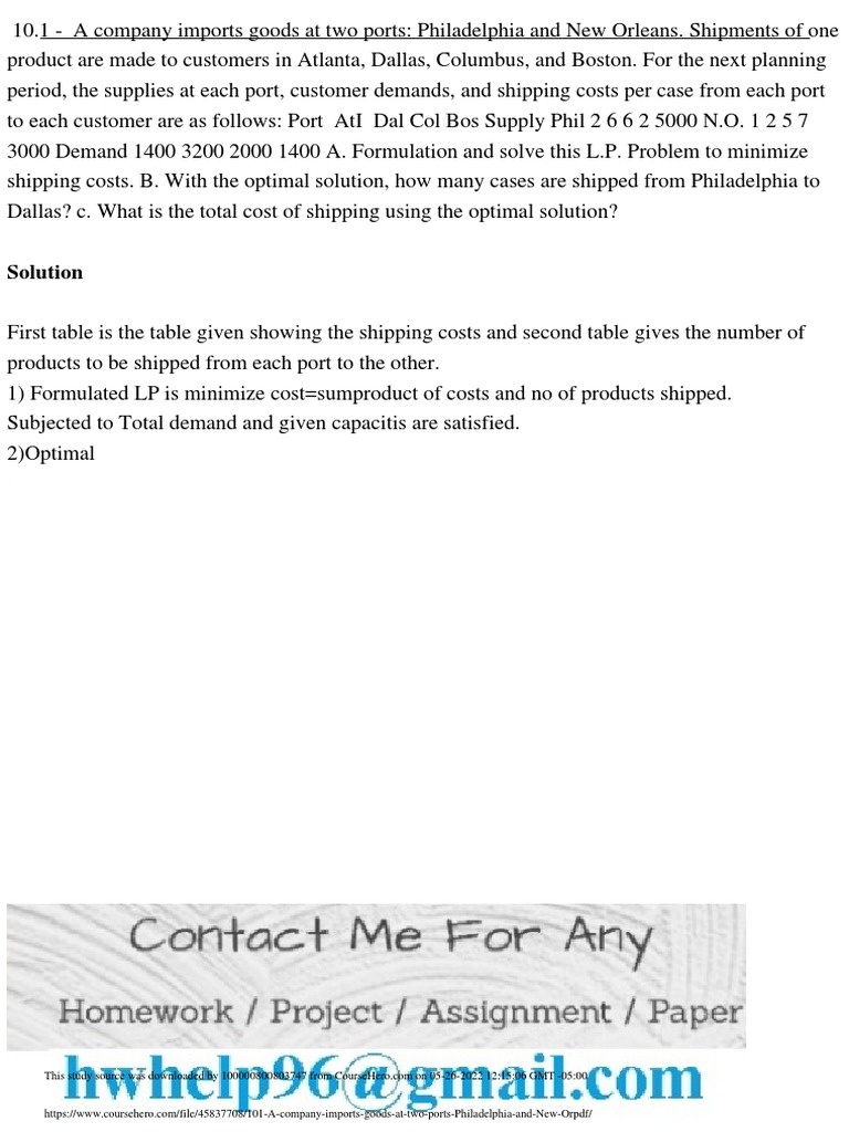 10.1 A Company Imports Goods at Two Ports Philadelphia and New or PDF | PDF