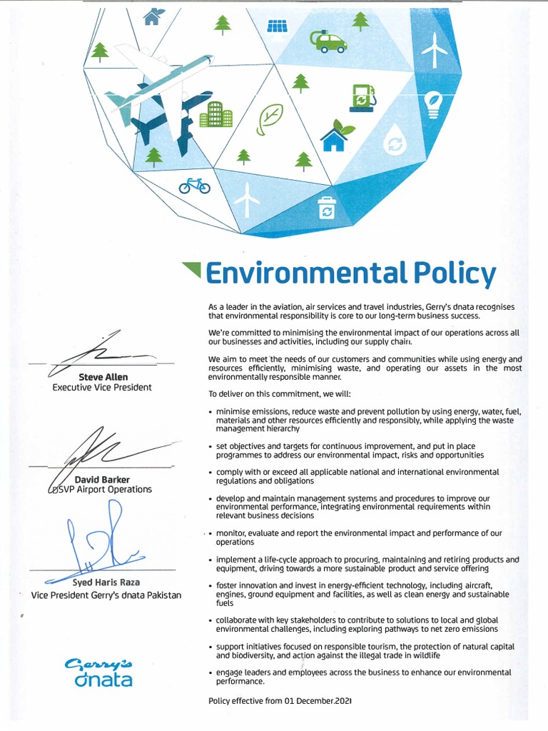 Gerry's dnata Environmental Policy 2021 | PDF | Environmental Policy ...