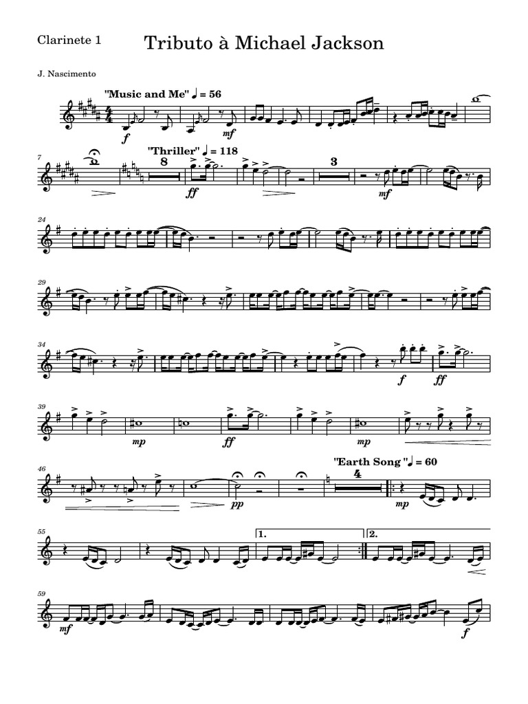 Clarinet Tribute to Michael Jackson | PDF | Michael Jackson | Works
