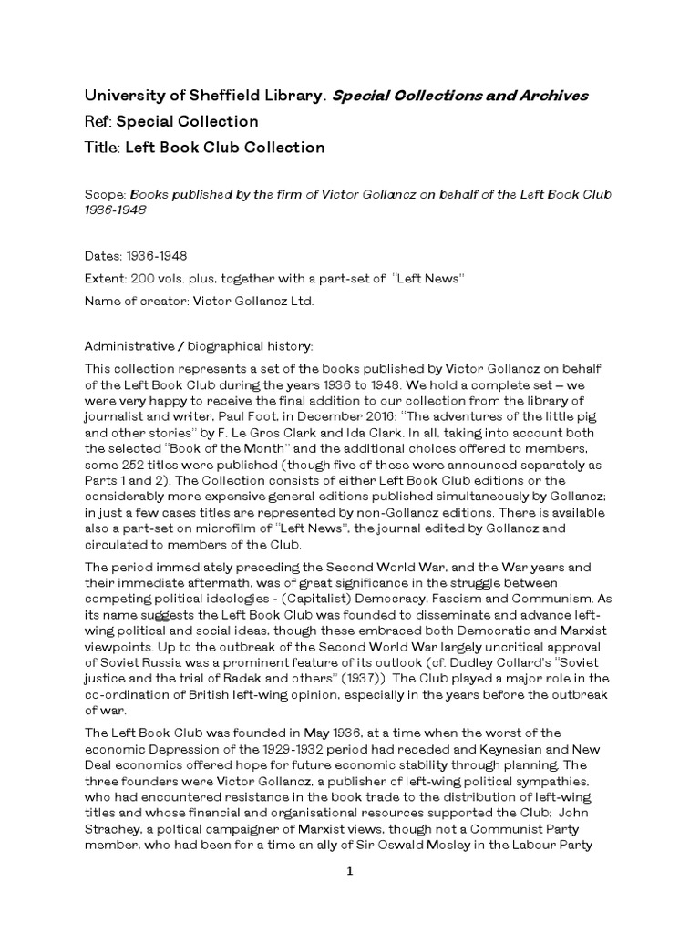 Left Book Club Collection | PDF