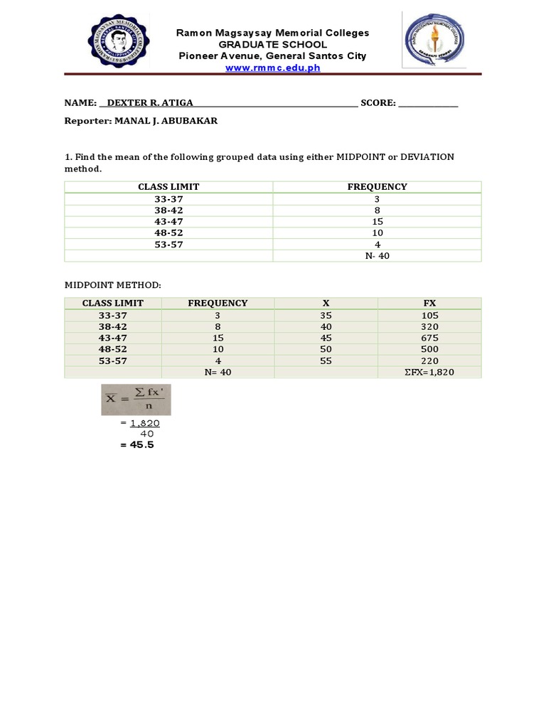 Activity 2 Meanmedianmode | PDF | Median | Mode (Statistics)