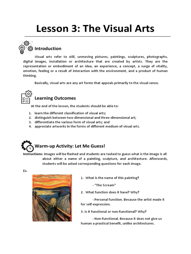 Unit 1 Lesson 3 The Visual Arts (Modified) | PDF | Printmaking | The Arts