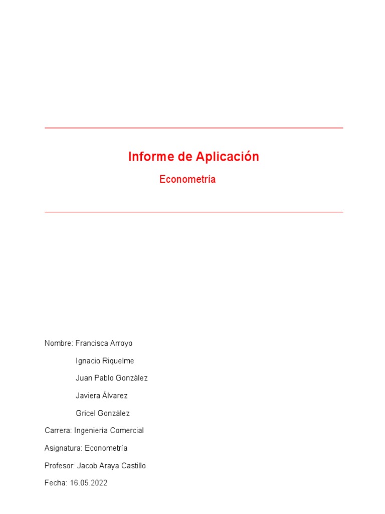 Informe Econometria Ok | PDF | Estadísticas | Econometría