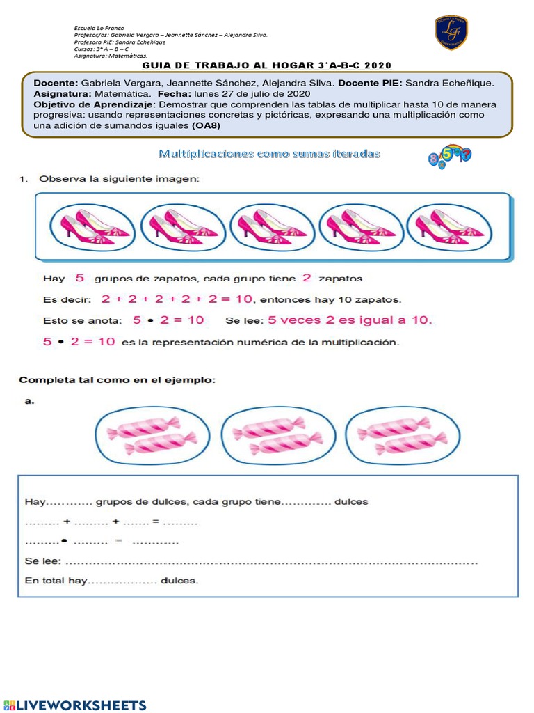 Progresiva: Usando Representaciones Concretas y Pictóricas, Expresando Una Multiplicación Como ...