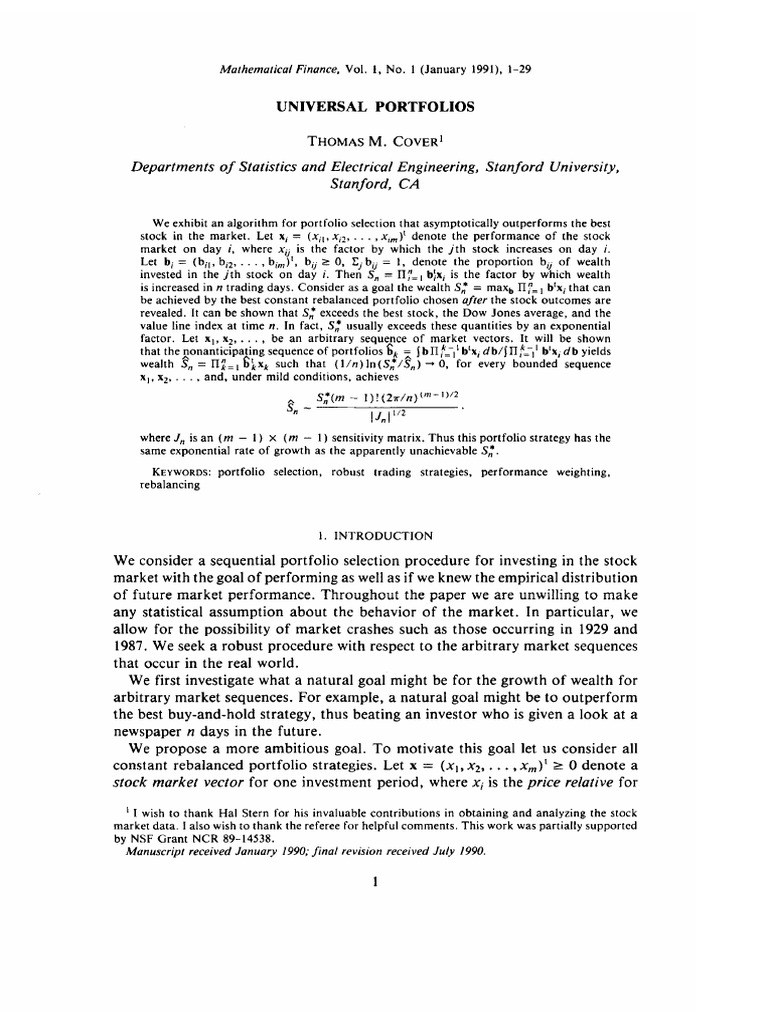 Cover Universal Portfolio | PDF | Maxima And Minima | Integral