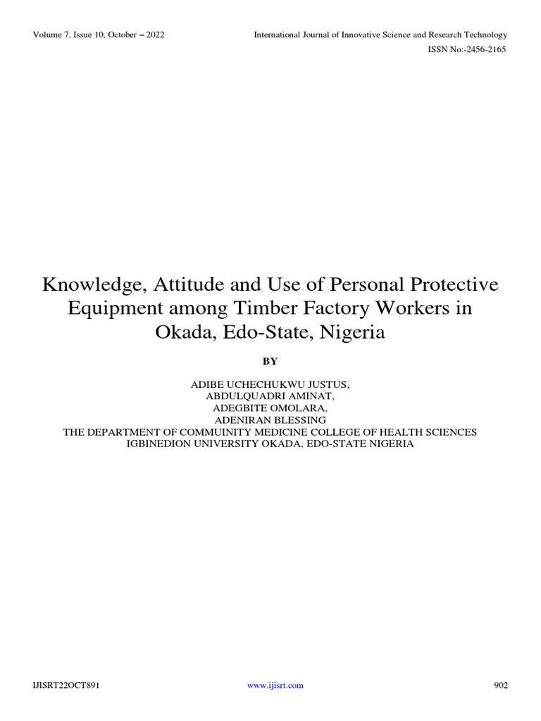 Knowledge, Attitude and Use of Personal Protective Equipment Among ...