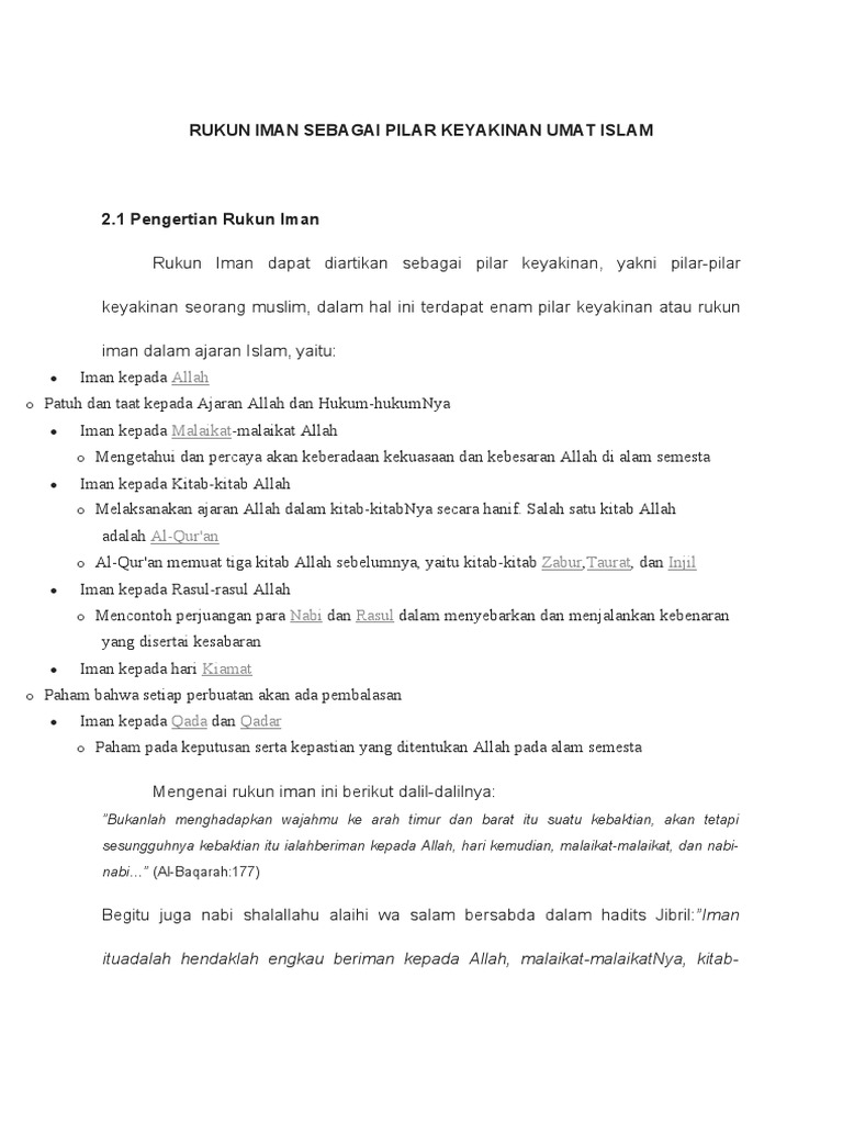 Rukun Iman: Pilar Keyakinan Islam | PDF | Filsafat | Sejarah