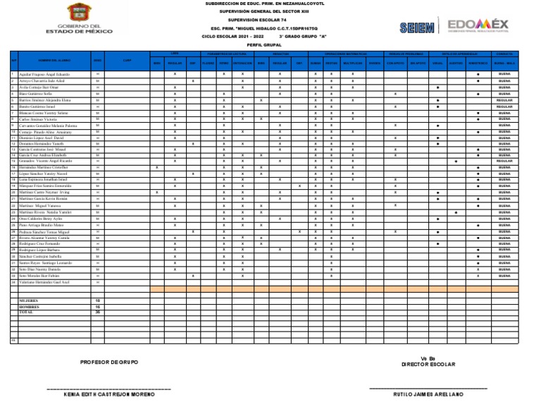3°a Perfil Grupal | PDF