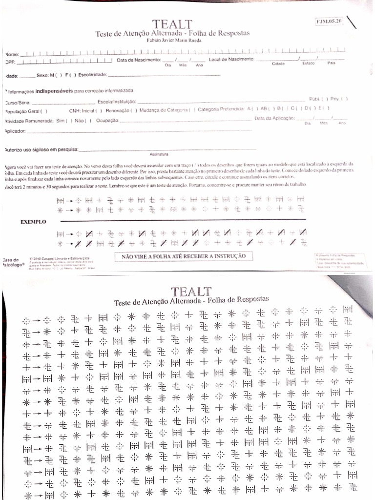 TEALT - Teste de Atenção Alternada | PDF