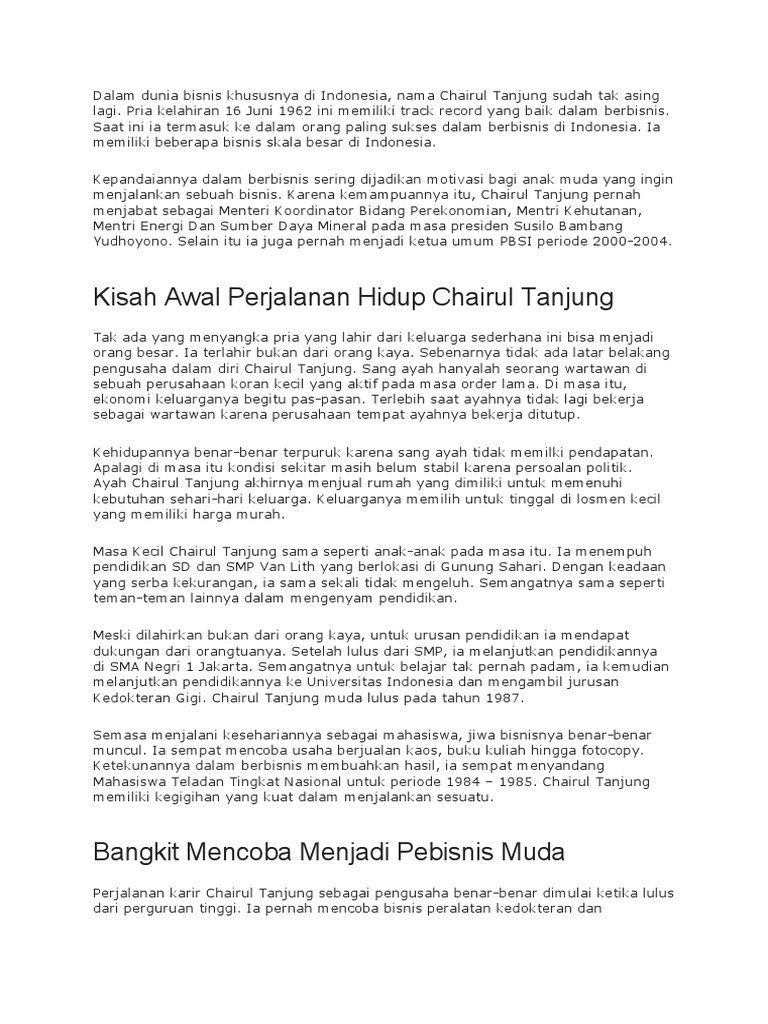 Inspirasi Bisnis Chairul Tanjung | PDF