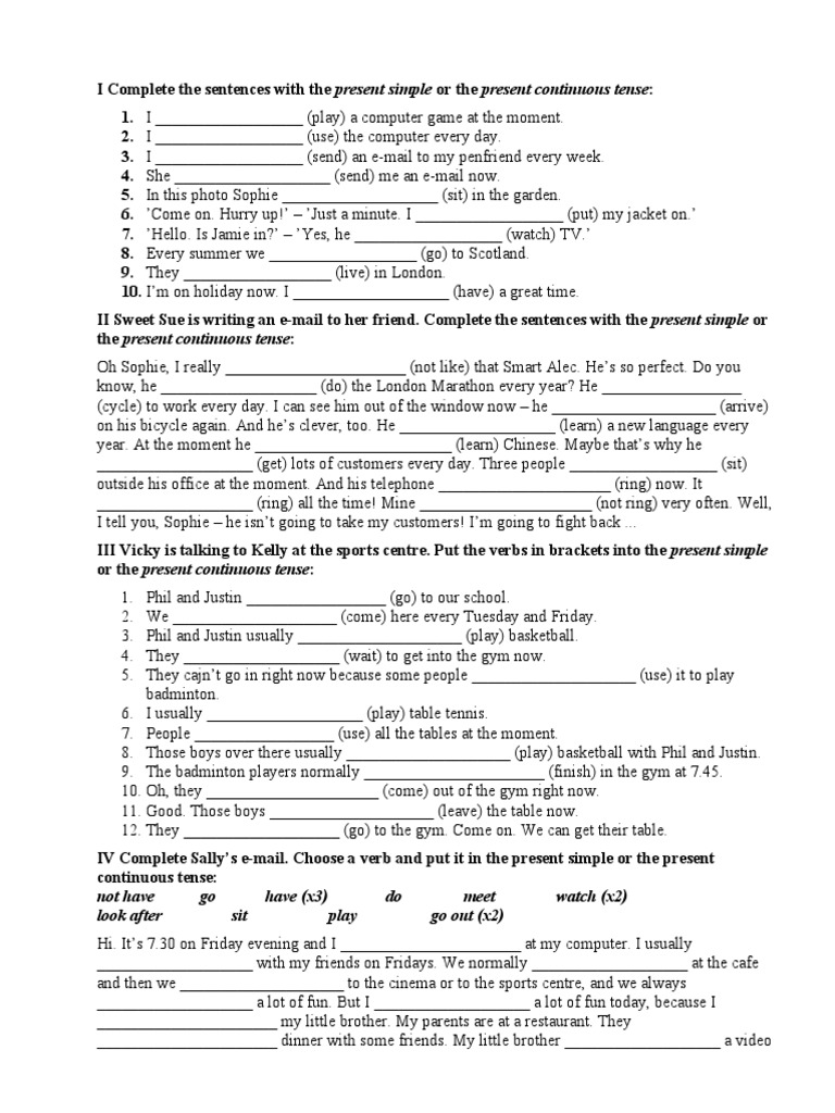 Present Simple Vs Pres. Cont. | PDF