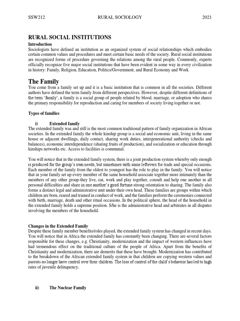 Rural Social Institutions and Power Dynamics | PDF | Family | Power ...