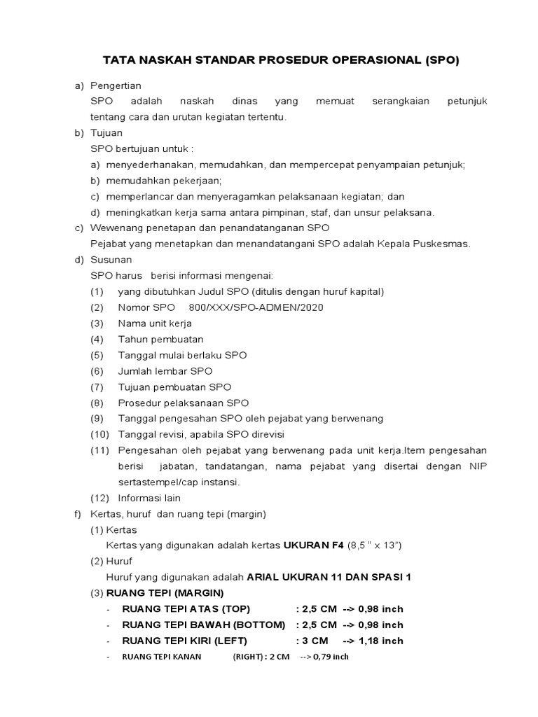 Tata Naskah Dan Format Spo & Daftar Tilik - 2020 | PDF