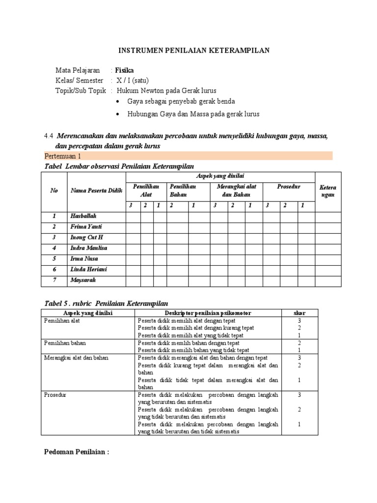 Lampiran 3 Penilaian Keterampilan | PDF