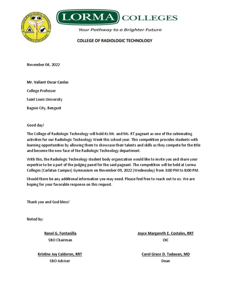 Invitation to Judge RT Pageant | PDF