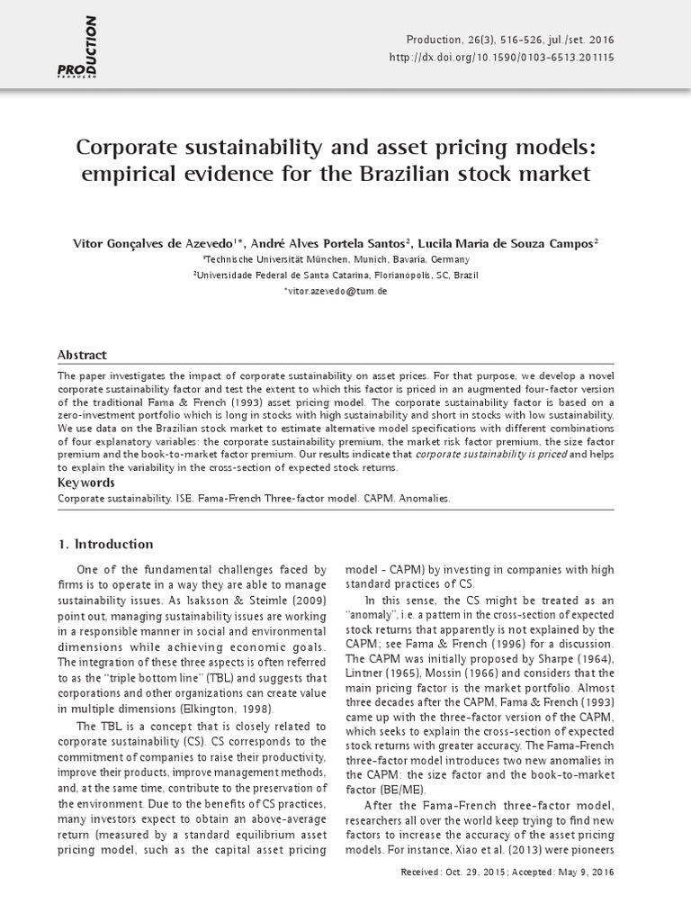 Sustainability and Asset Pricing Models | PDF | Stock Market Index ...