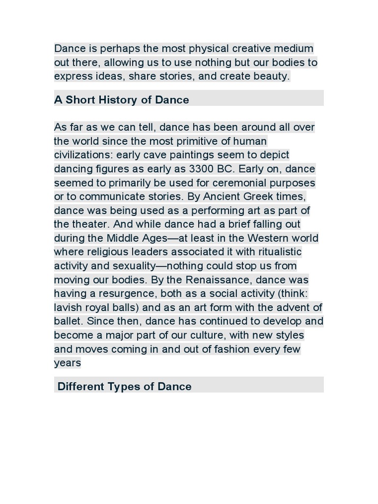 Dance Is Perhaps The Most Physical Creative Medium Out There | PDF | Art