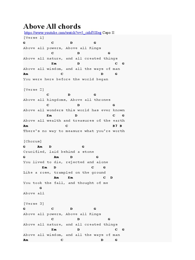 Above All Chords | PDF | Song Structure | Musical Forms Above All Chords | PDF | Song Structure | Musical Forms