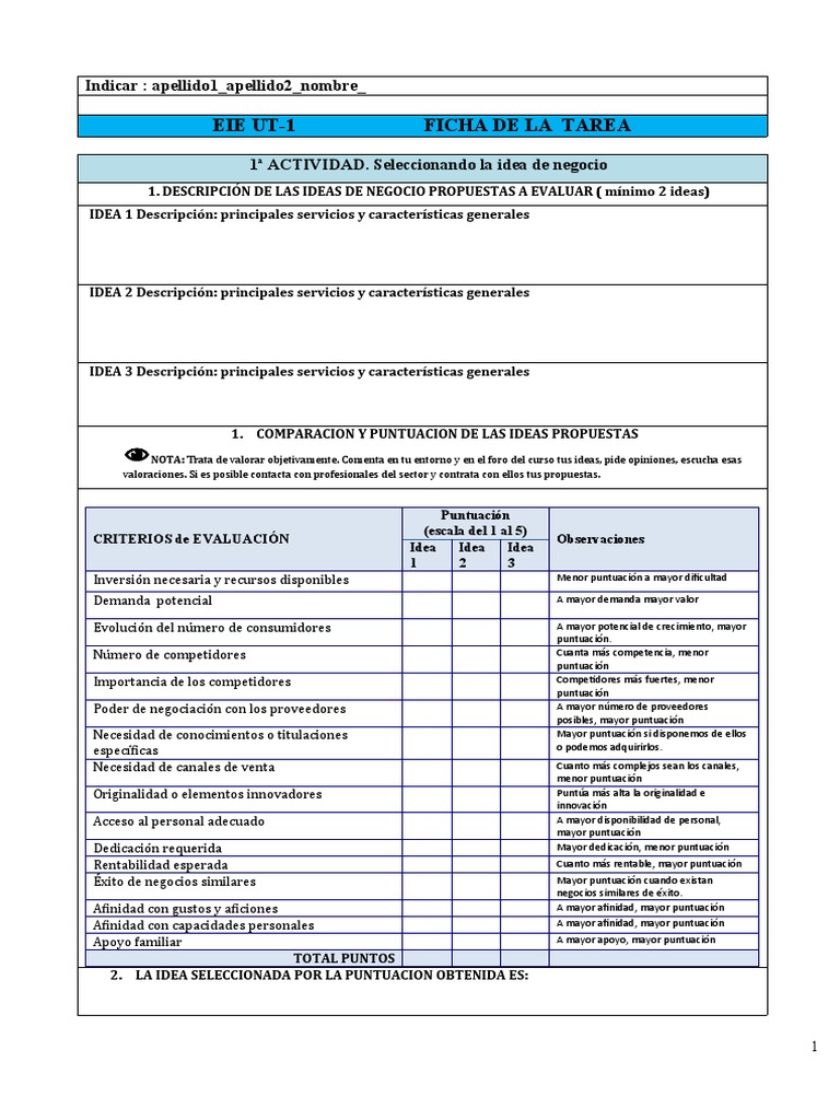 Ficha de La Tarea Eie-Ut1 | PDF | Business | Economias