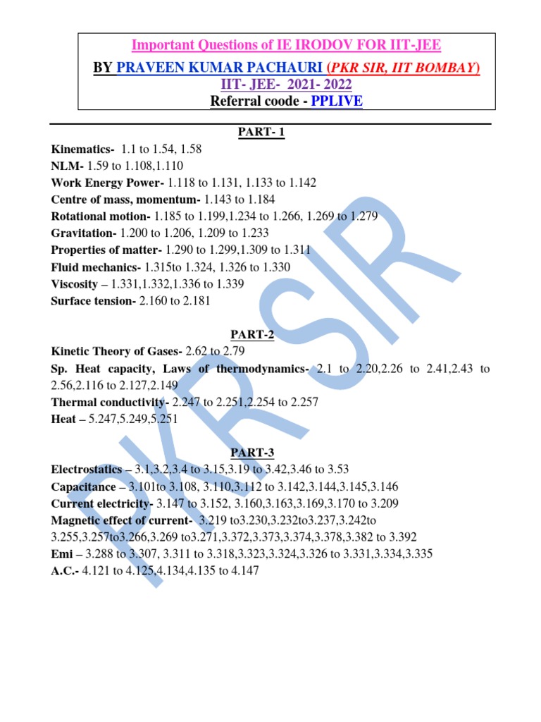 Imp Ques of IE Irodov | PDF