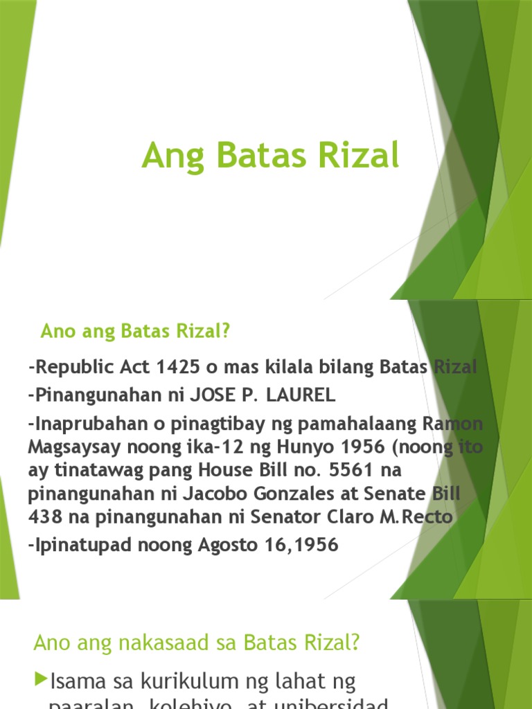 INTRODUKSYON Ang Batas Rizal | PDF