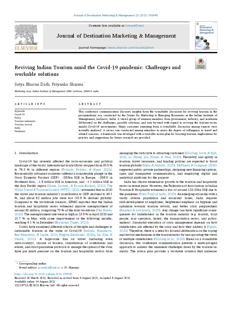 Journal of Destination Marketing & Management: Satya Bhusan Dash, Priyanka Sharma | PDF ...