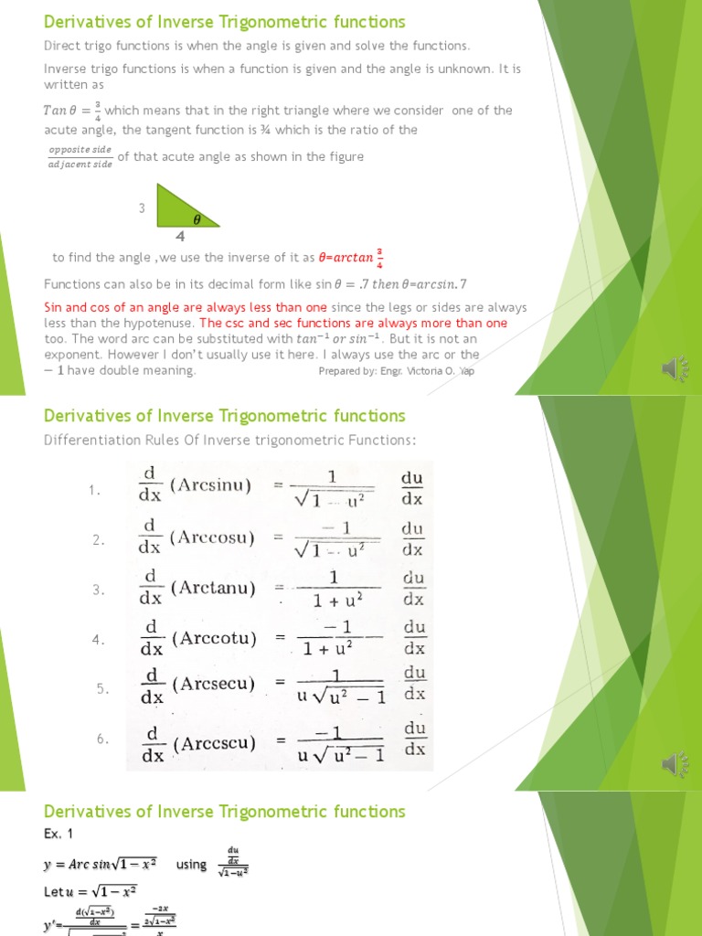 Differentiation Of Inverse Trigonometric Functions PDF