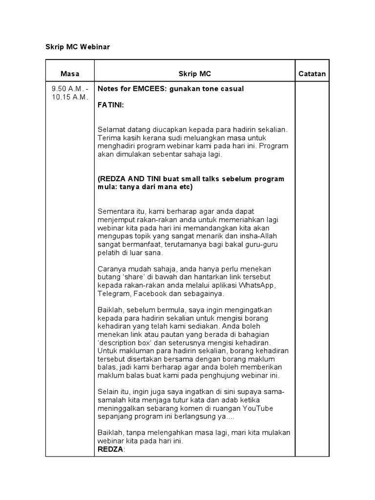 Skrip MC Webinar | PDF